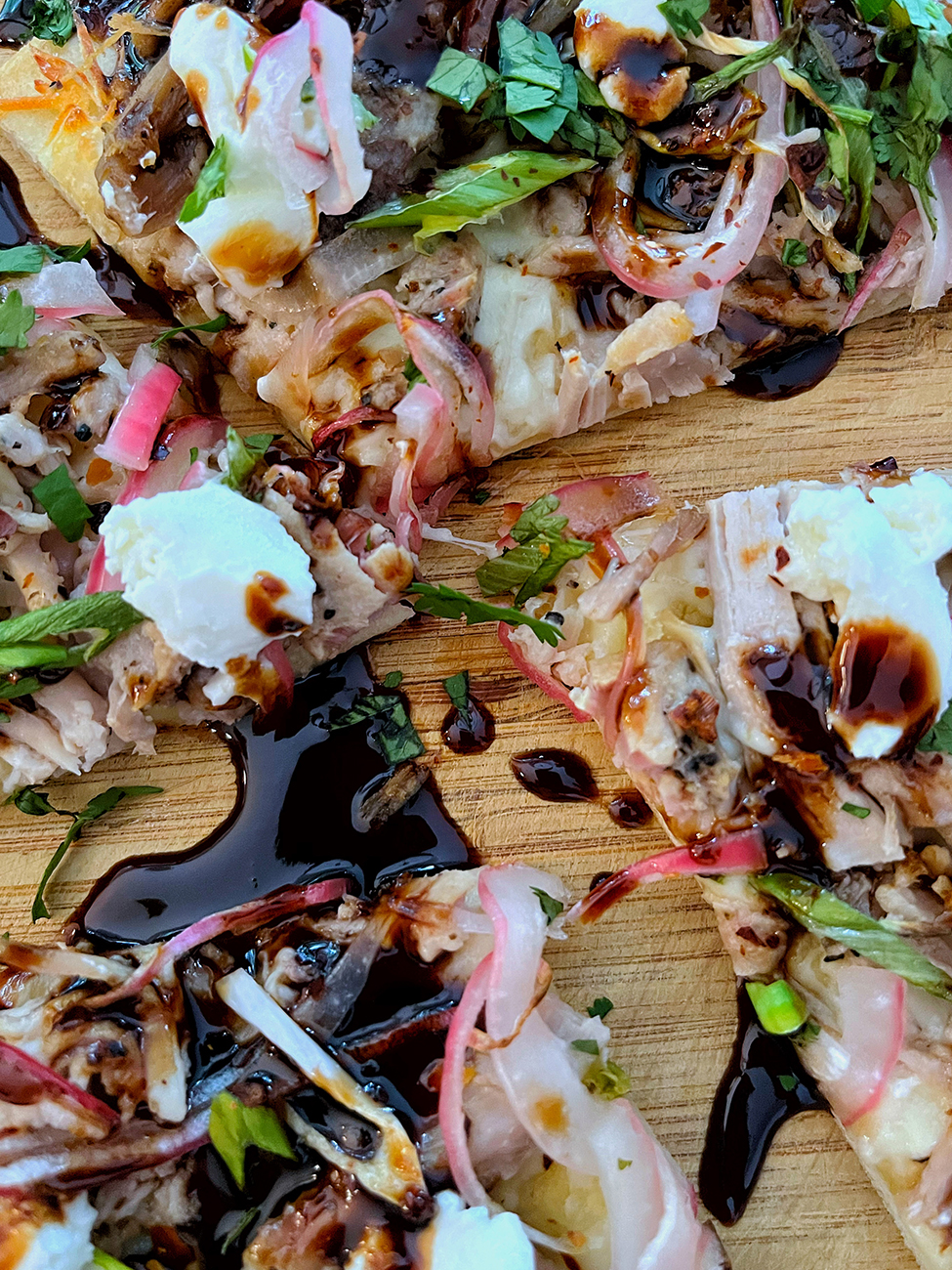 Pulled Pork Flatbread with Blackberry Ginger BBQ Sauce - Olive This!